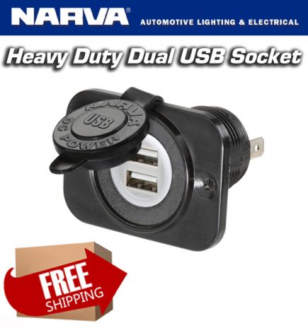 Narva Heavy-Duty Dual USB Socket - 81134BL - Off Road Downunder